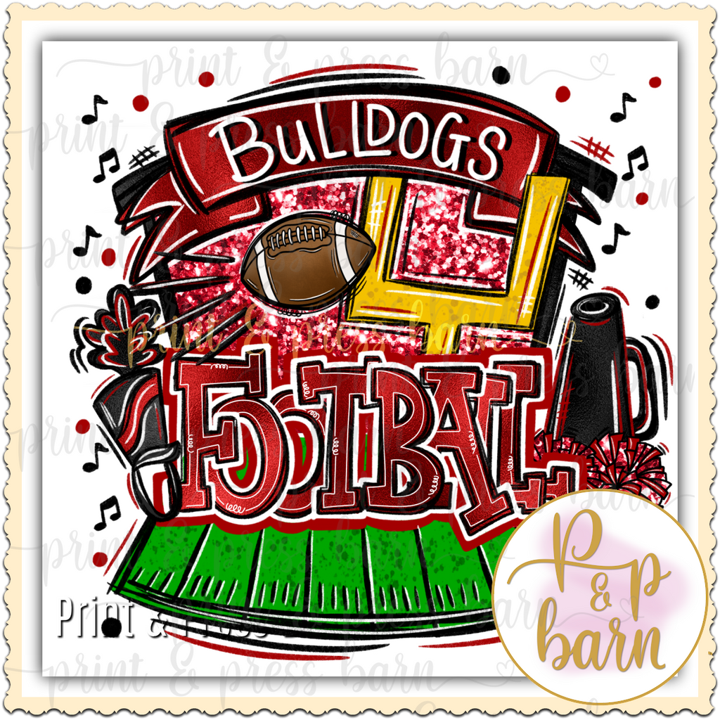 Bulldog School Spirit- Red and Black – Print & Press Barn