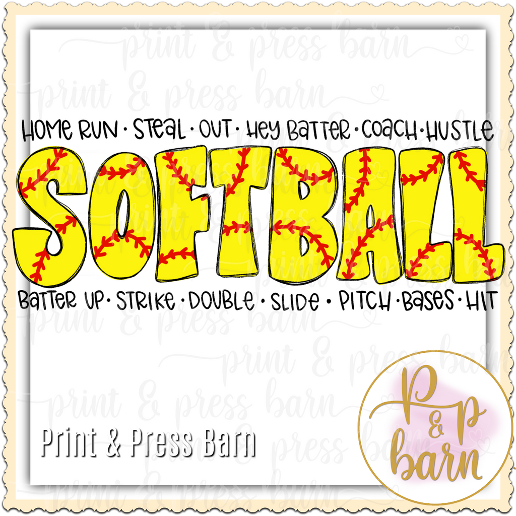 Softball word art with phrase – Print & Press Barn