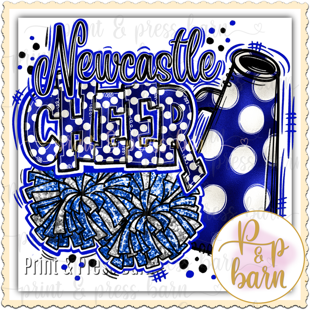 Newcastle Cheer Collage- blue and black – Print & Press Barn