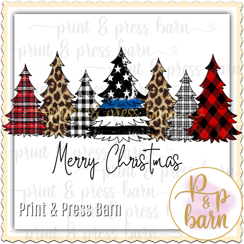 Blue Line Christmas Trees – Print & Press Barn