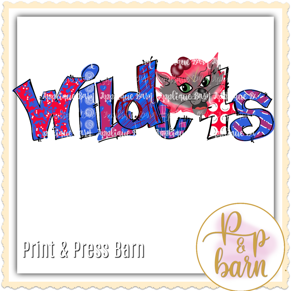 Wildcats Word Art- Red and Blue – Print & Press Barn
