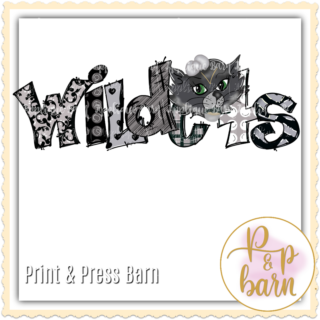 Wildcats Word Art- Black and grey – Print & Press Barn